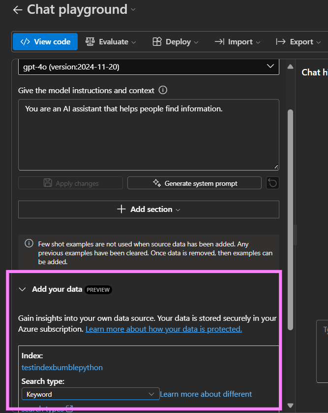 using azure ai search with ai foundry hosted OpenAI base models | Sagar’s Blog